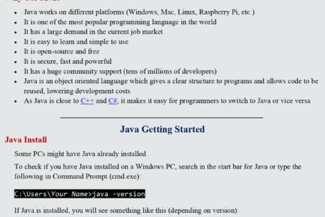 Java From Scratch Lesson 1 PDF (Java Getting Started) - connect4techs
