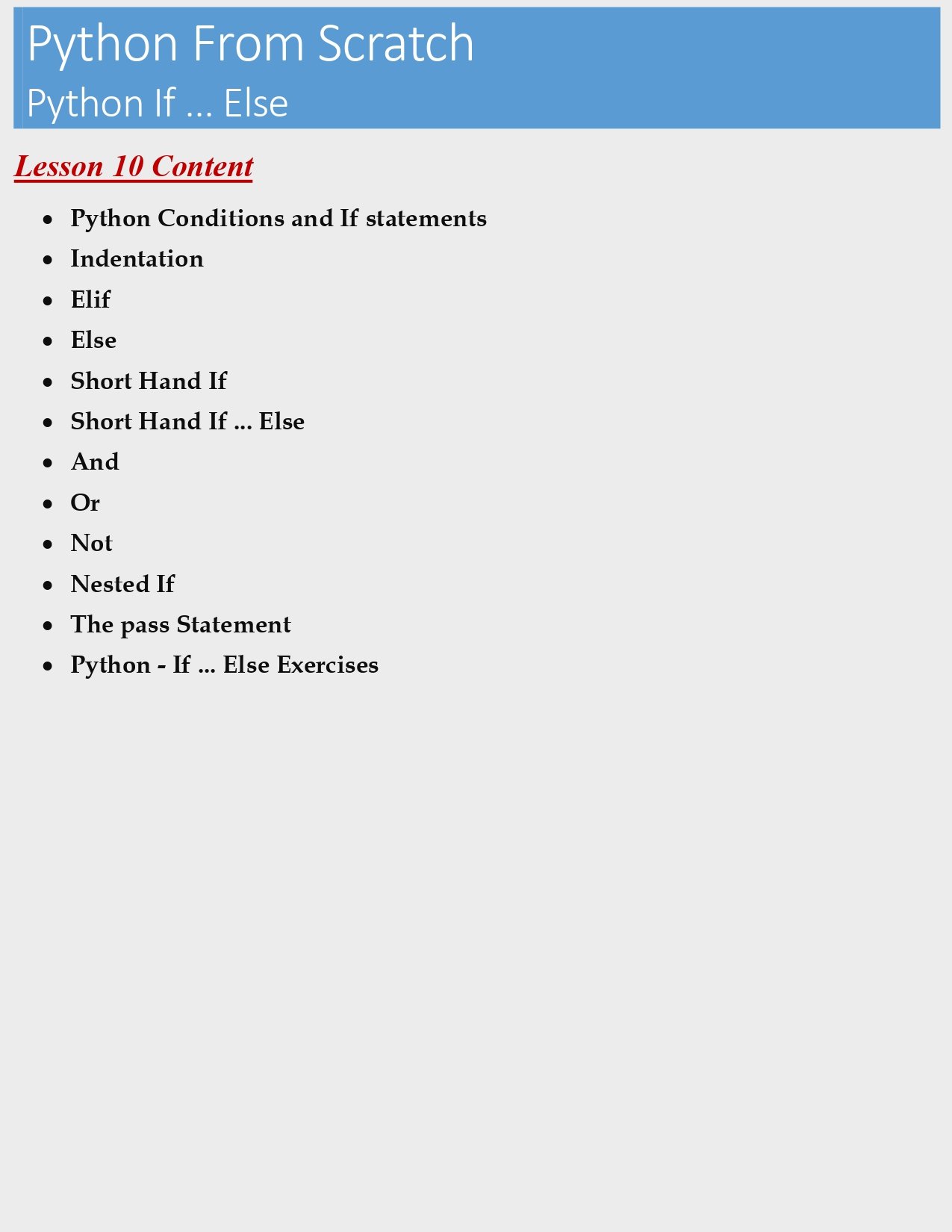Python From Scratch Lesson 10 Pdf If Else Connect 4 Techs