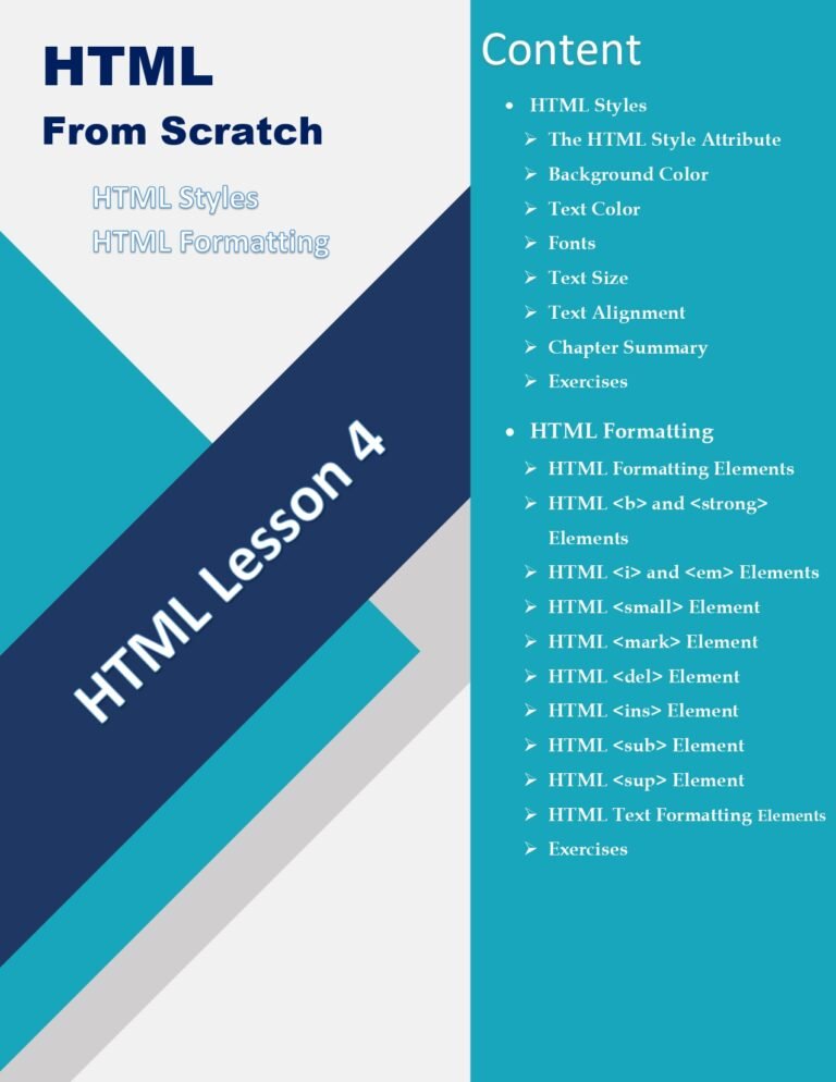 HTML From Scratch Lesson 4 PDF (HTML Styles, and Formatting) - Connect 4 Techs