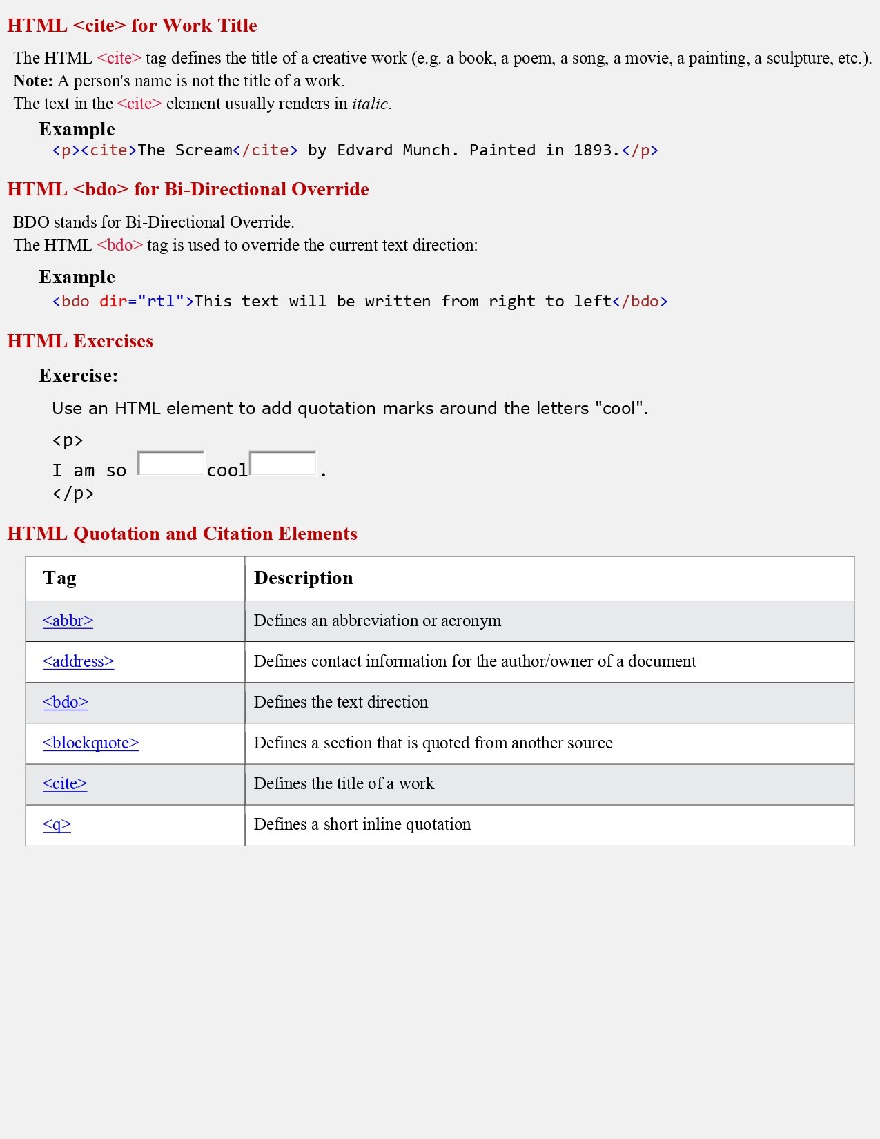 HTML From Scratch Lesson 5 PDF (HTML Quotation, and Comments) - Connect 4 Techs