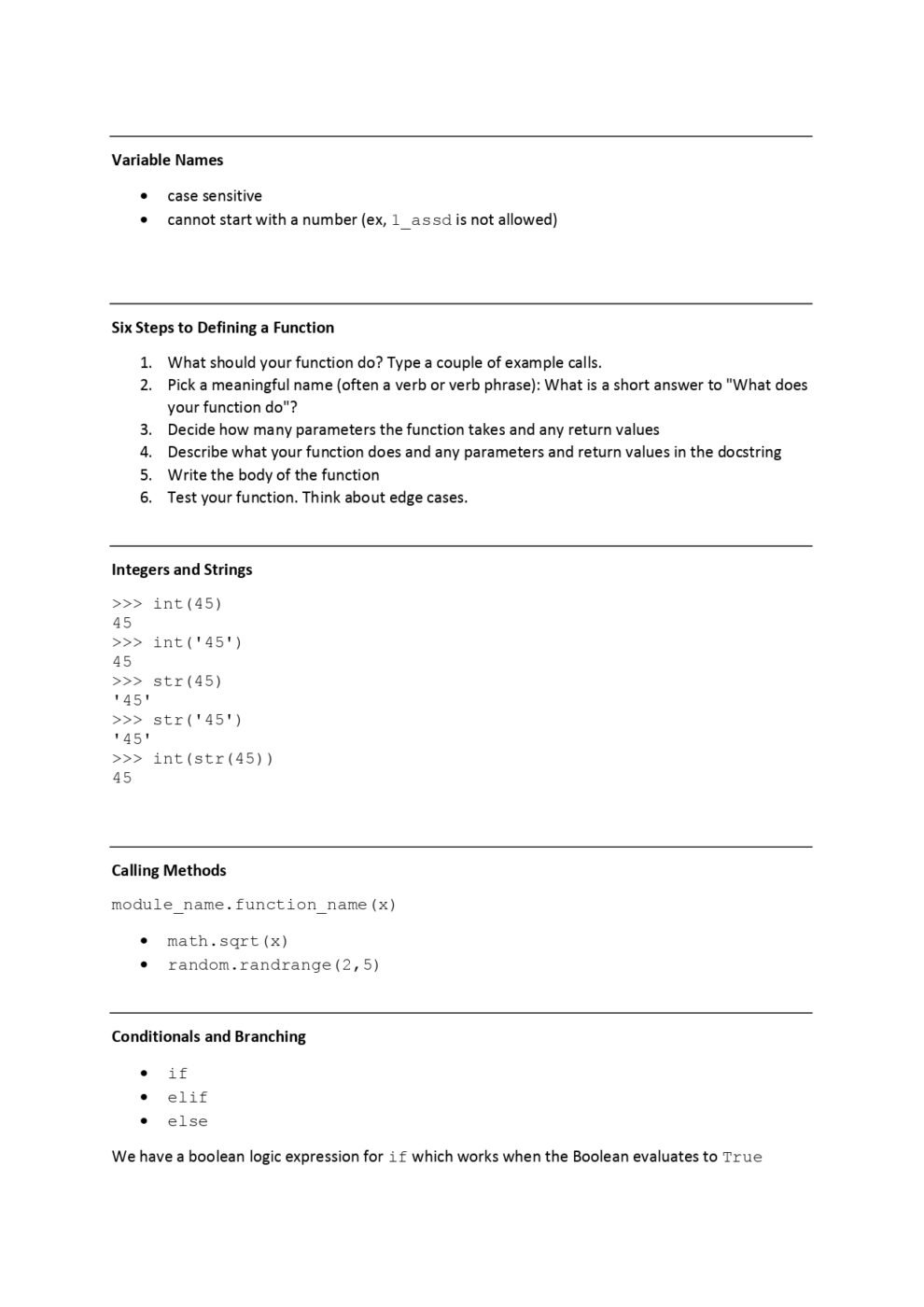 Basic Python Revision Notes A Quick Refresher For Python Programmers Connect 4 Techs