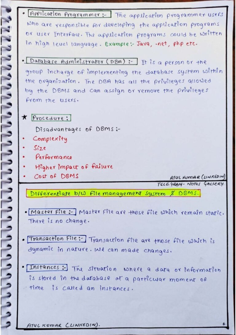 DBMS Notes Handwritten: A Comprehensive Guide to Database Management ...