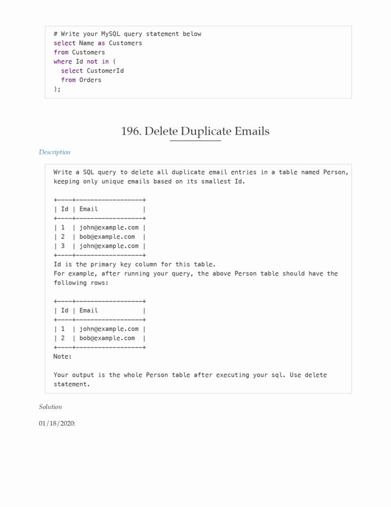 LeetCode SQL PDF: Database Questions - A Comprehensive Resource for SQL ... LeetCode SQL PDF: Database Questions - A Comprehensive Resource for SQL ...