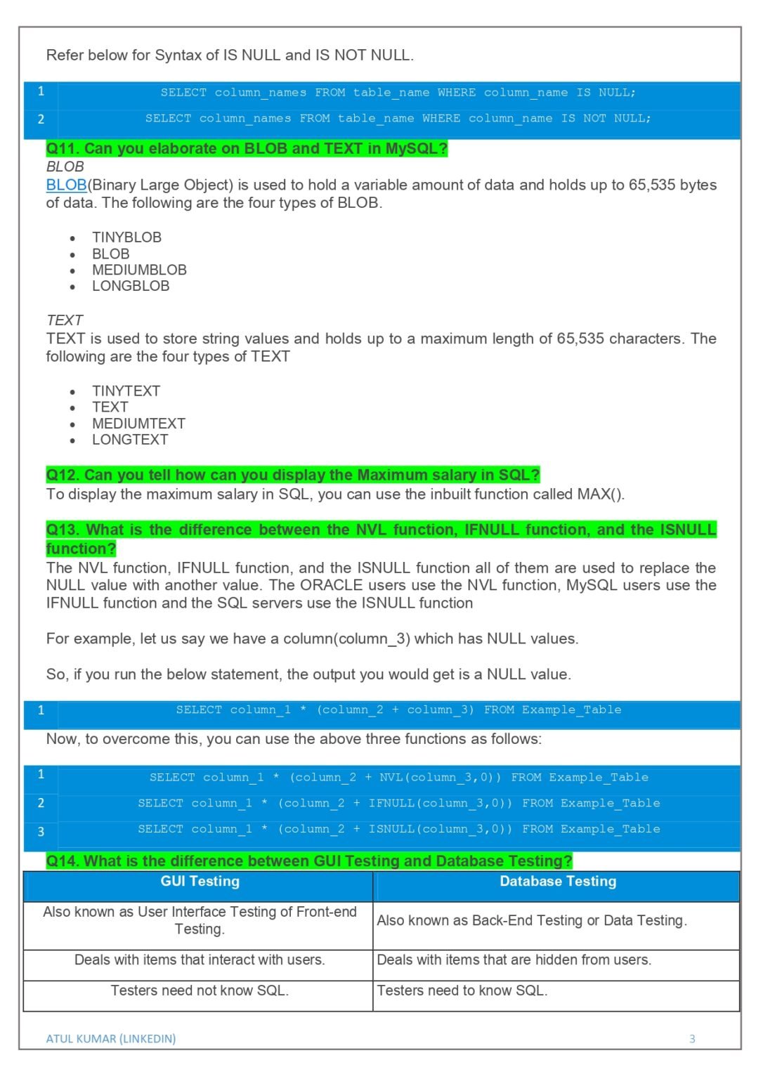 MYSQL Interview Questions and Answers PDF - Connect 4 Techs MYSQL Interview Questions and Answers PDF - Connect 4 Techs