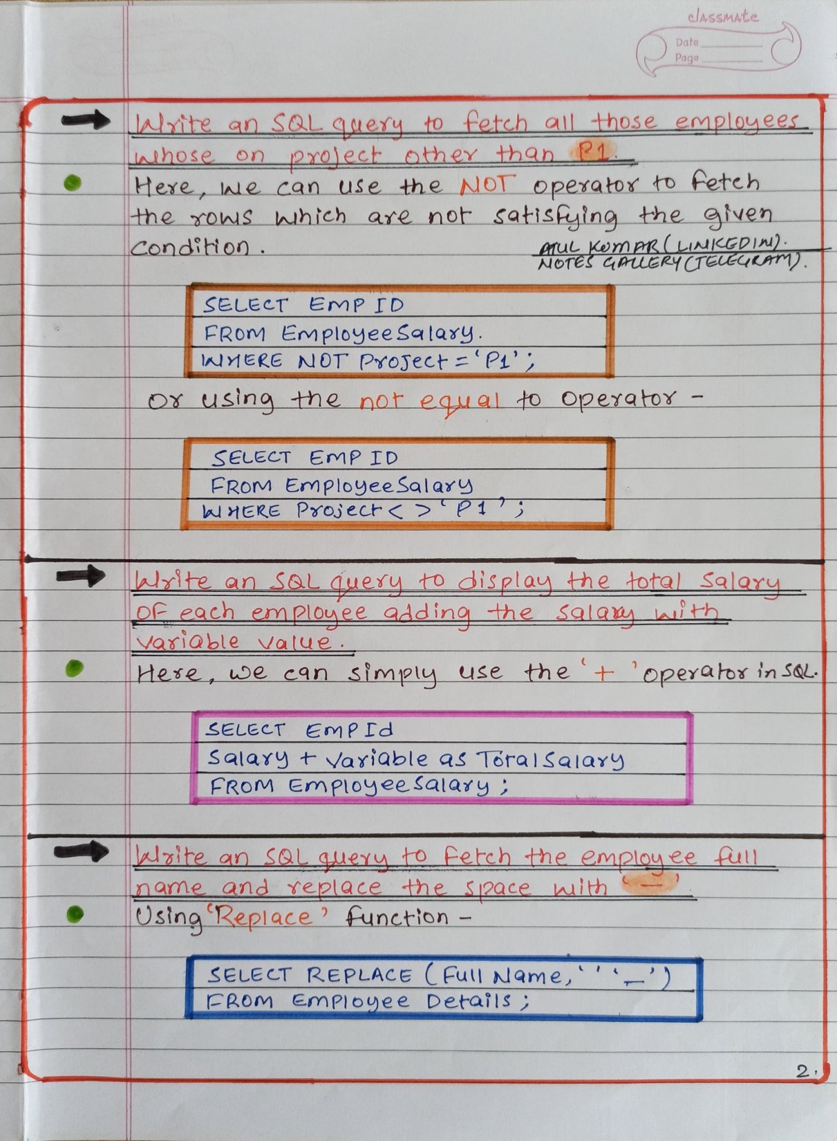 SQL Interview Handwritten - Connect 4 Techs SQL Interview Handwritten - Connect 4 Techs