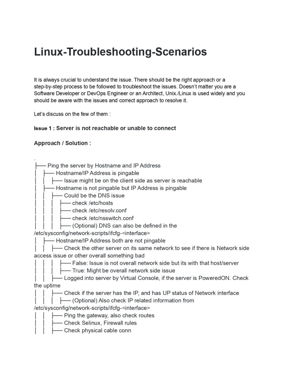 Linux Troubleshooting Scenarios Pdf Connect 4 Techs