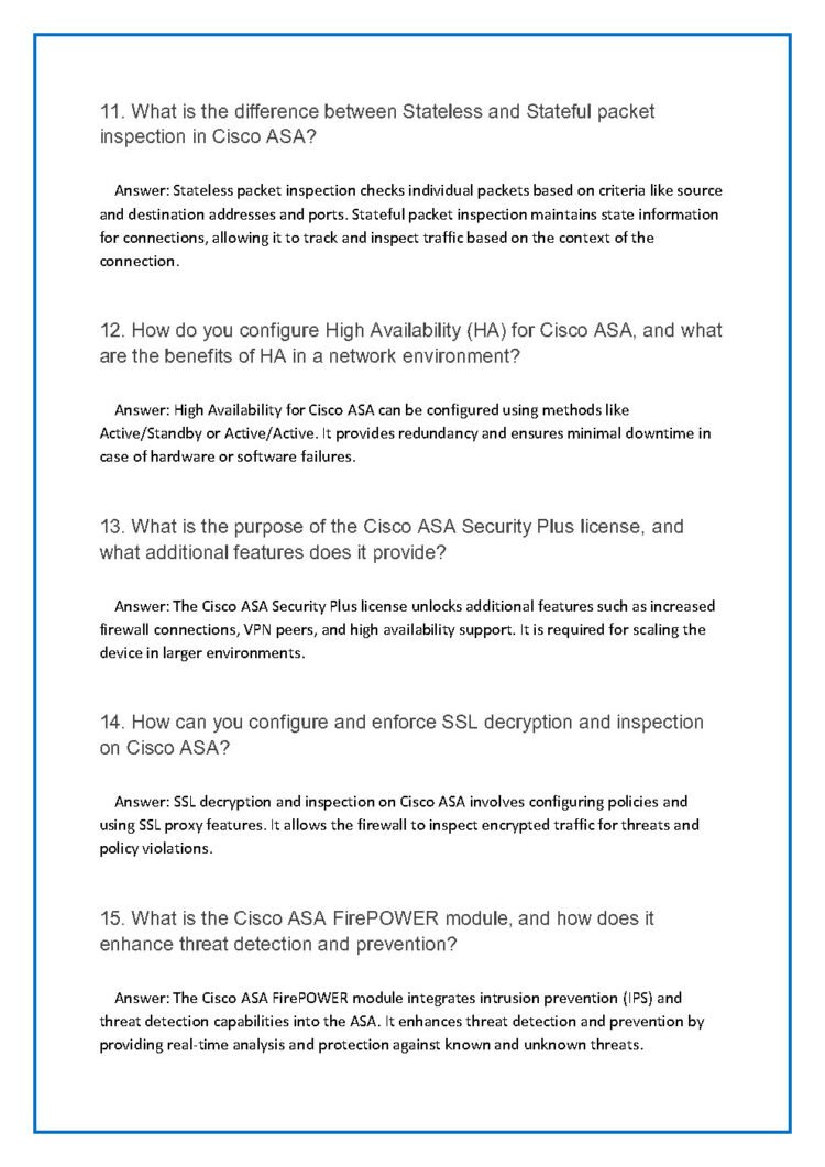 Cisco ASA Firewall – 50 Interview Questions and Answers - Connect 4 Techs