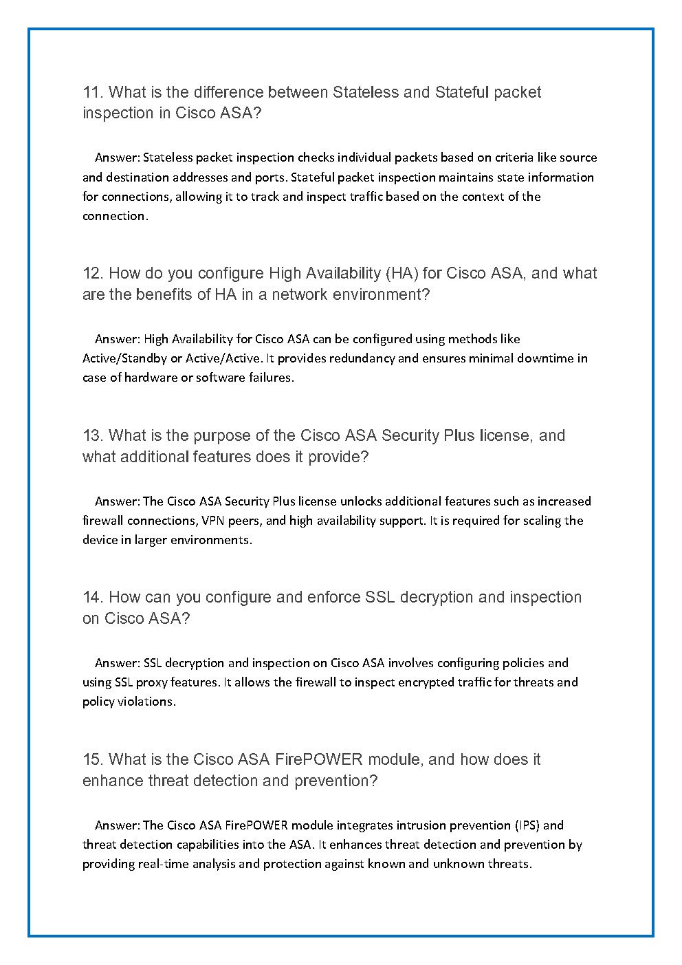 Cisco ASA Firewall – 50 Interview Questions and Answers - Connect 4 Techs