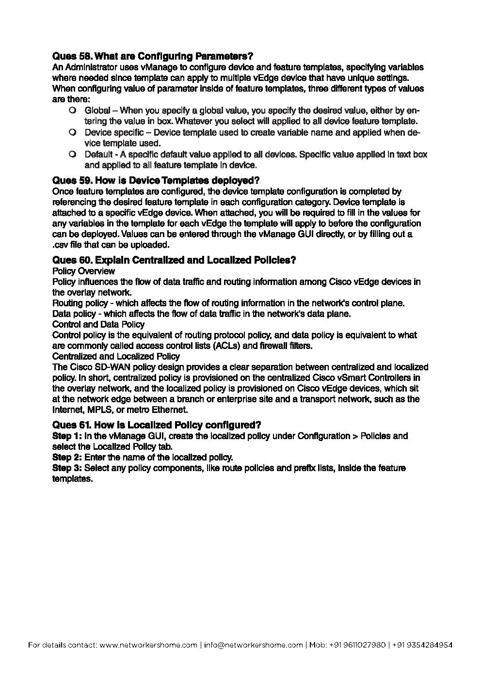 Cisco SDWAN Interview Questions PDF - Connect 4 Techs