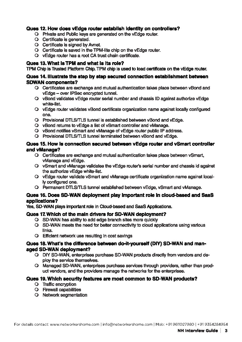 Cisco SDWAN Interview Questions PDF - Connect 4 Techs