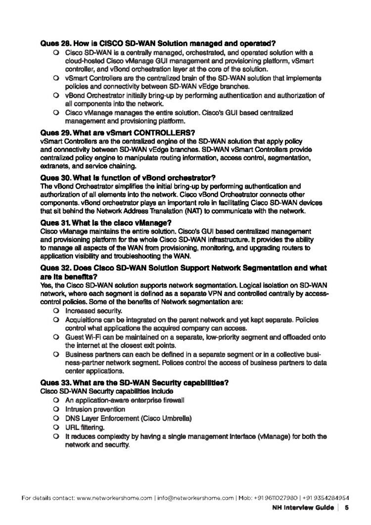 Cisco SDWAN Interview Questions PDF - Connect 4 Techs