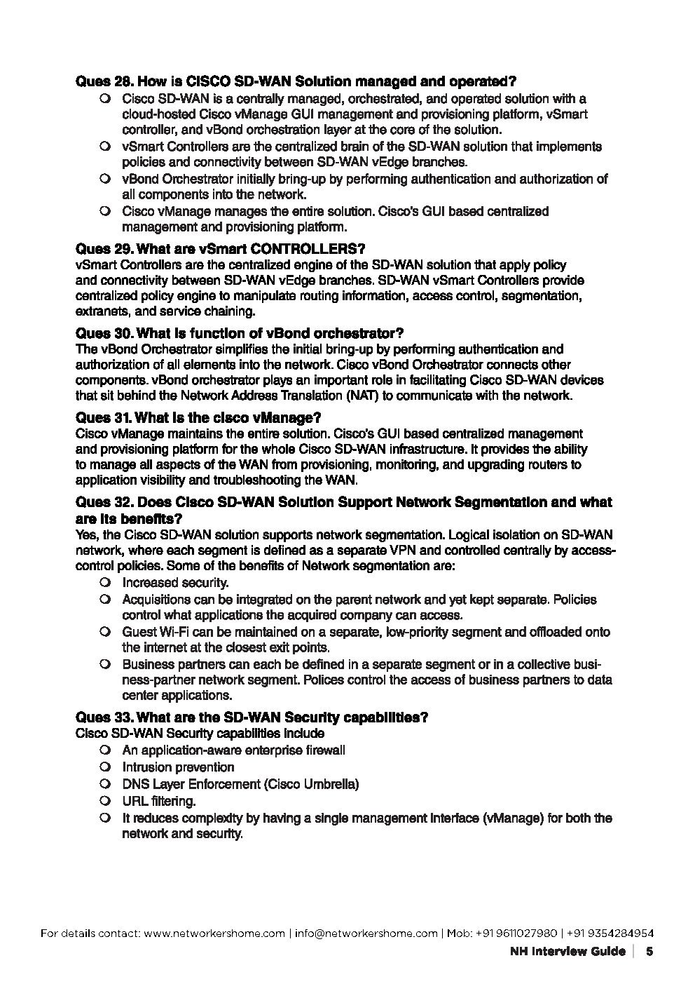 Cisco SDWAN Interview Questions PDF - Connect 4 Techs