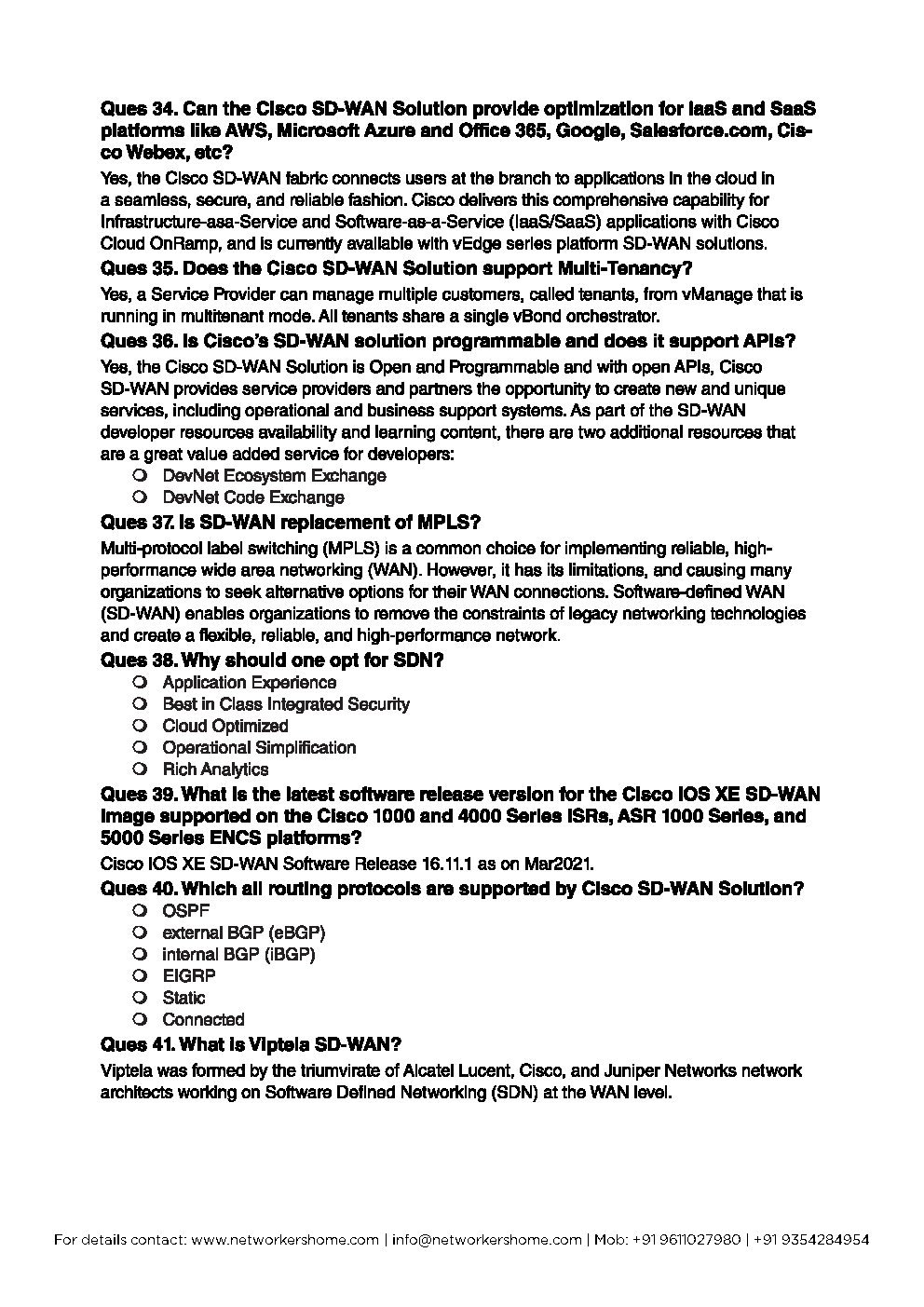 Cisco SDWAN Interview Questions PDF - Connect 4 Techs