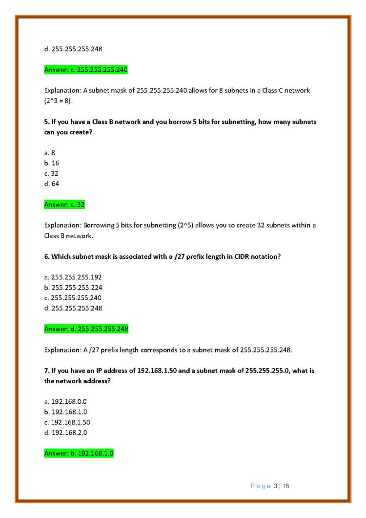Master the Art of Subnetting – 45 MCQ with Detailed Explanations (PDF ...