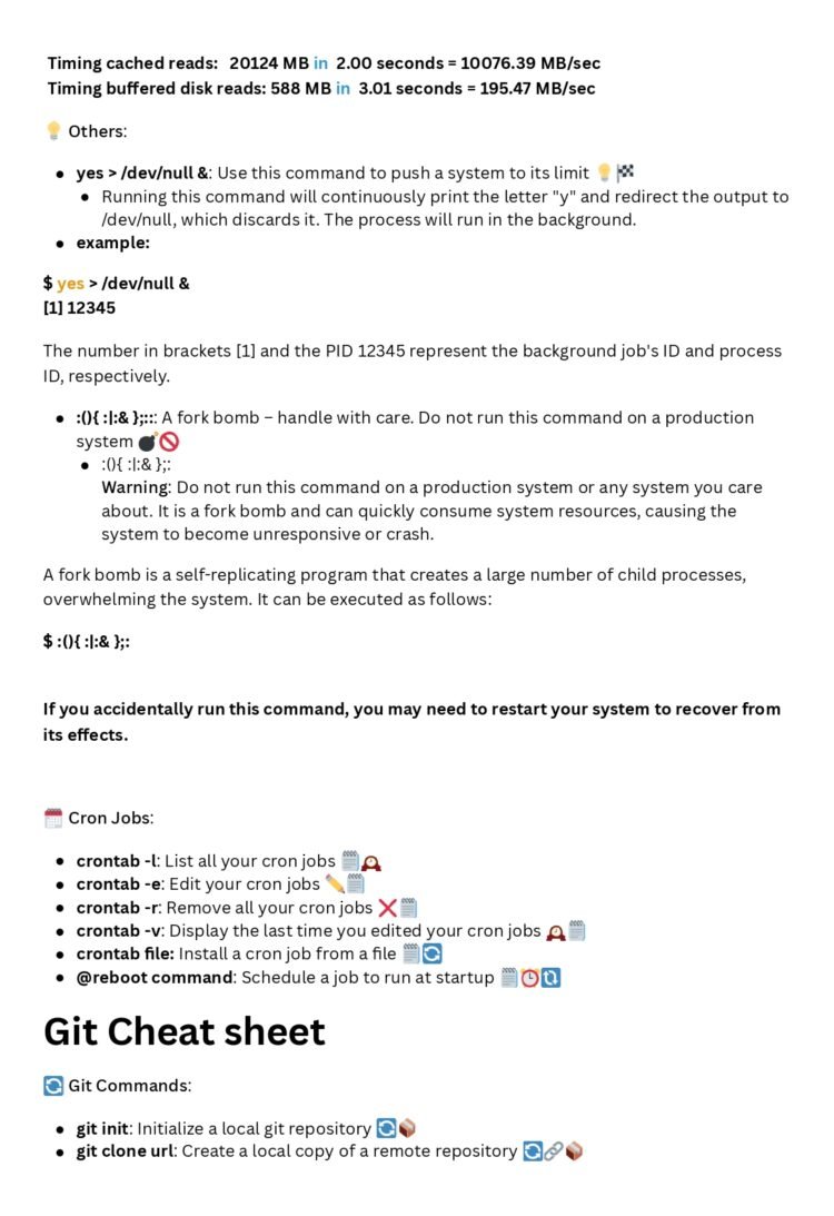 Linux and Git Cheat Sheet PDF - Connect 4 Techs