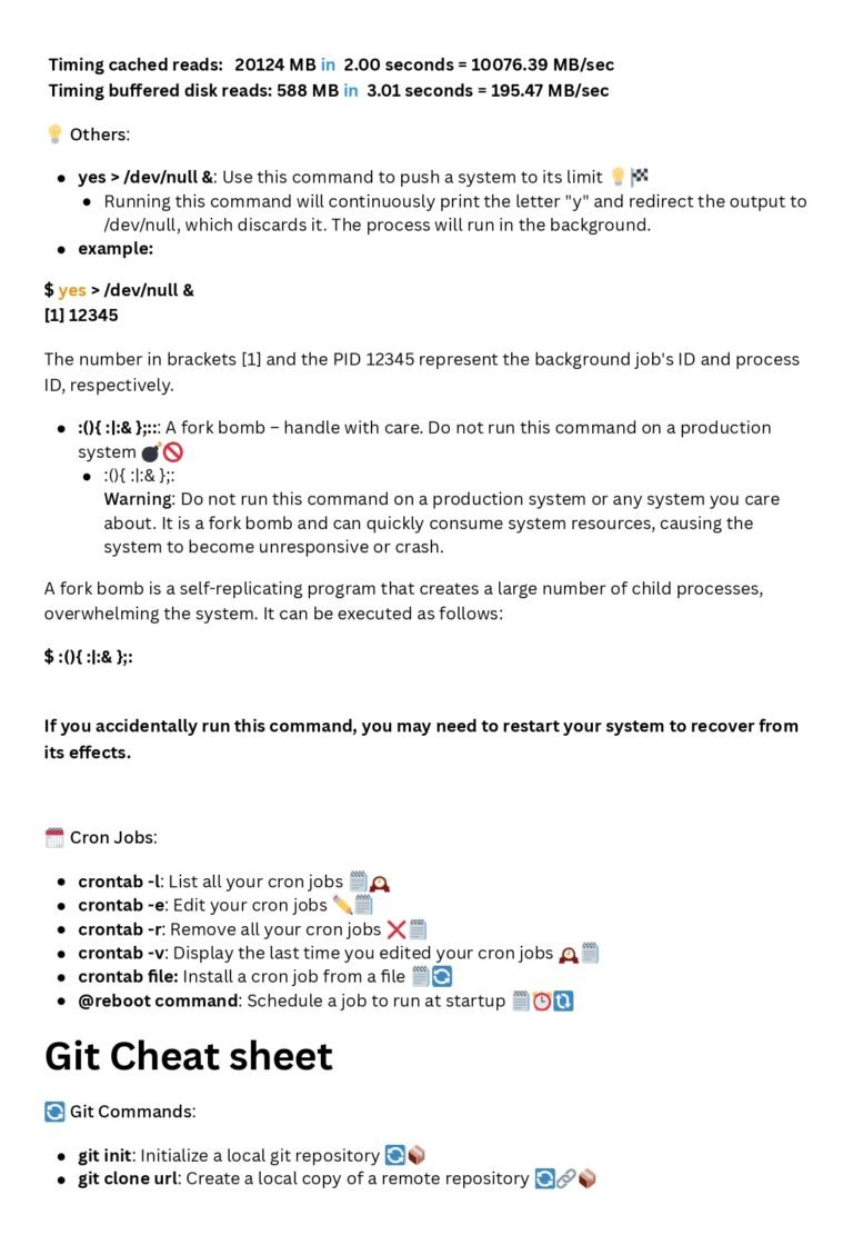 Linux and Git Cheat Sheet PDF - Connect 4 Techs