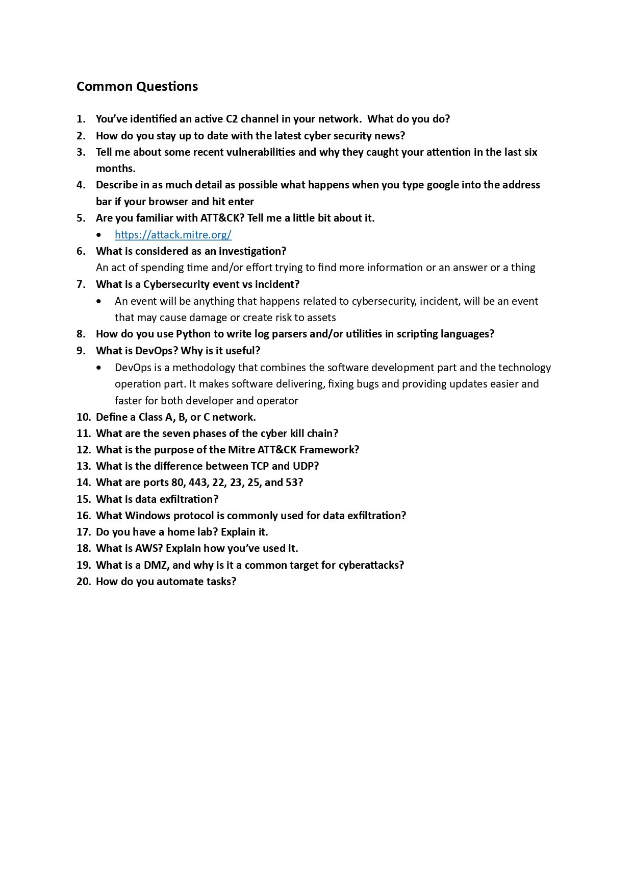 Cybersecurity Interview Questions -SOC Incident Response PDF